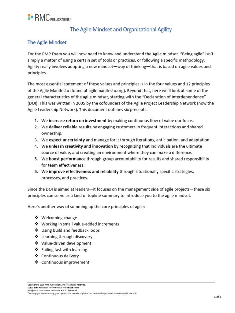 The Agile Mindset Pdf Agile Software Development Mindset