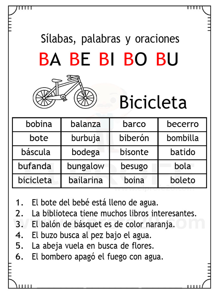 Oraciones y sílabas para aprender a leer | PDF