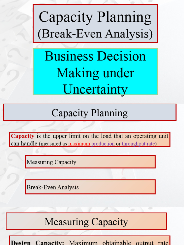 Topic 3 Break Even and Decision Analysis | PDF | Probability Theory | Probability