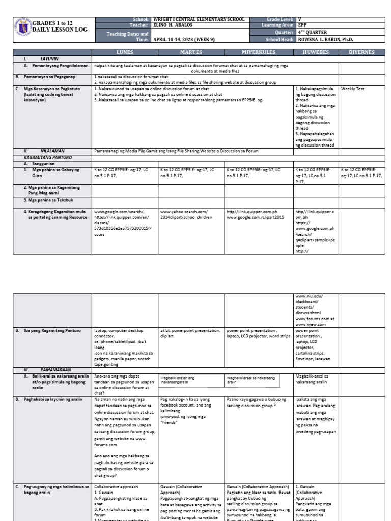 DLL - Epp 5 - Q4 - W8 | PDF