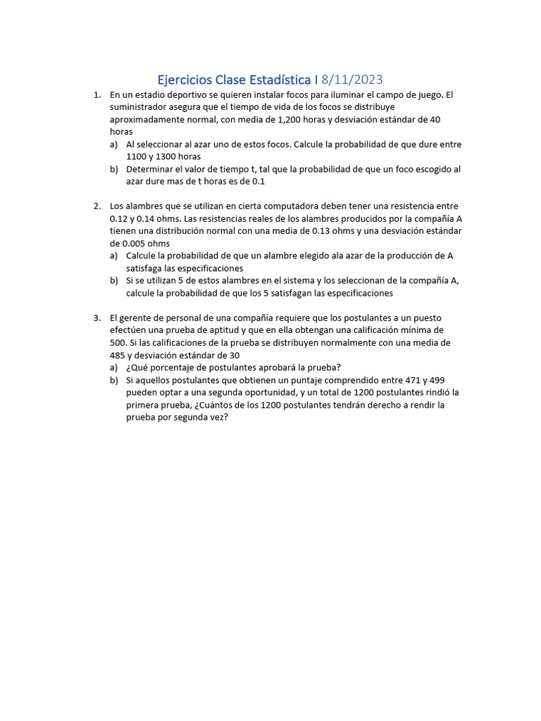 Ejercicios Normal | PDF