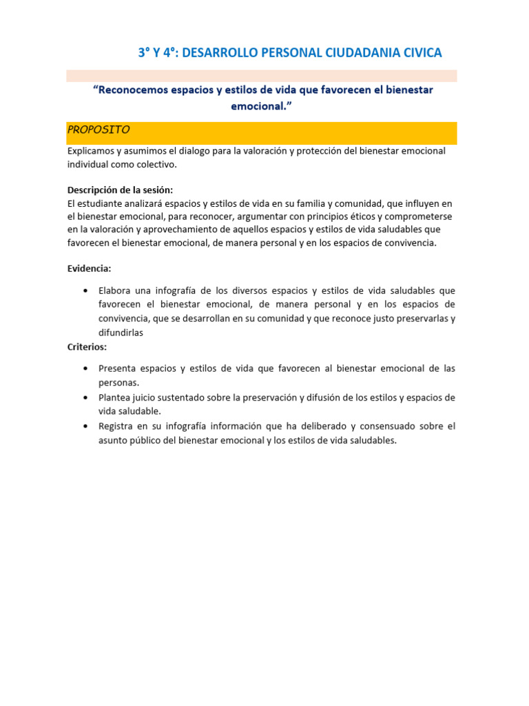 3° Y 4° Evaluacion Diagnostica Dpcc Pdf Bienestar Las Emociones 6424