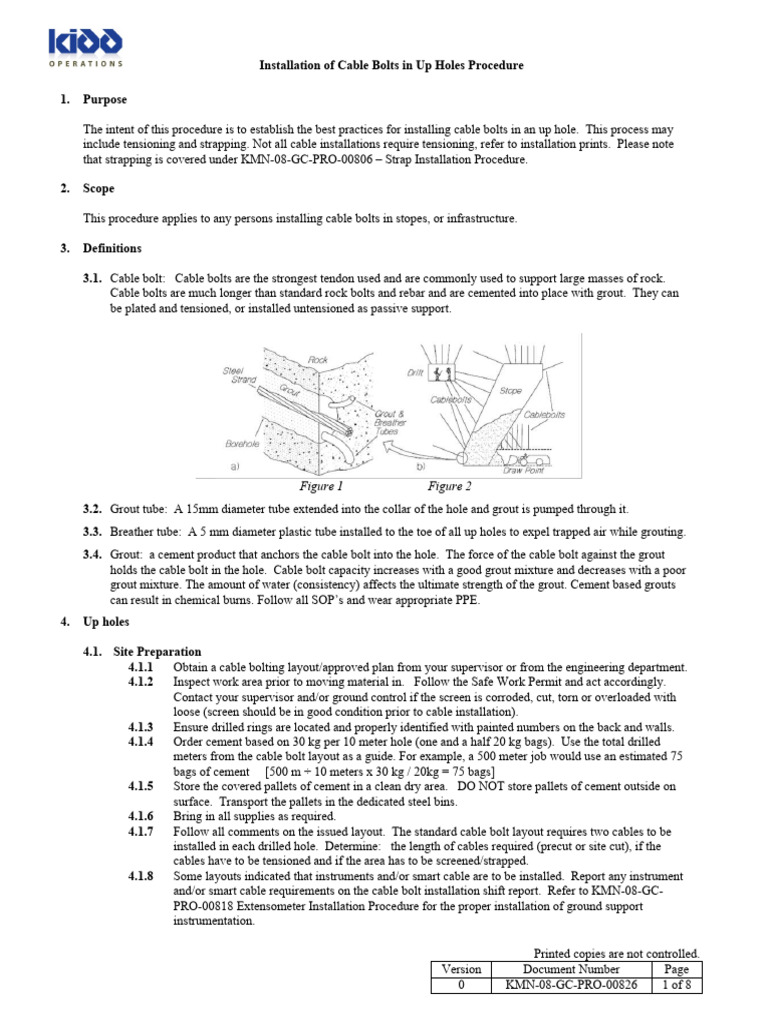 Cable Bolt Installation Procedure Guide | PDF | Screw | Corrosion