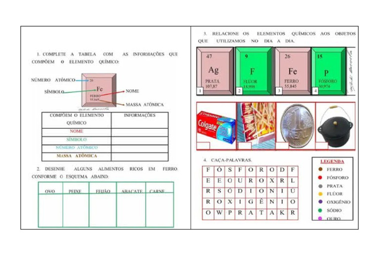 Atividade Elementos Químicos - ADP | PDF