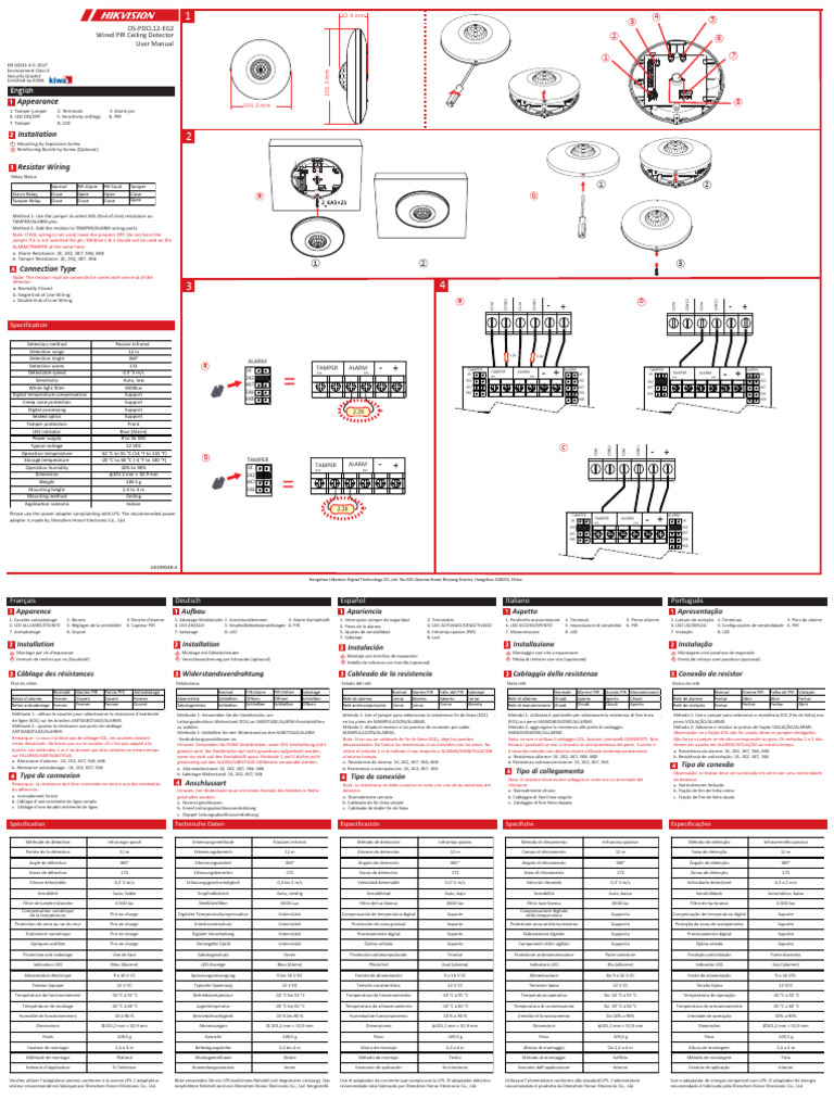 UD23903B-A Baseline DS-PDCL12-EG2 Wired PIR Ceiling User Manual V1.0 202105 | PDF | Energia ...