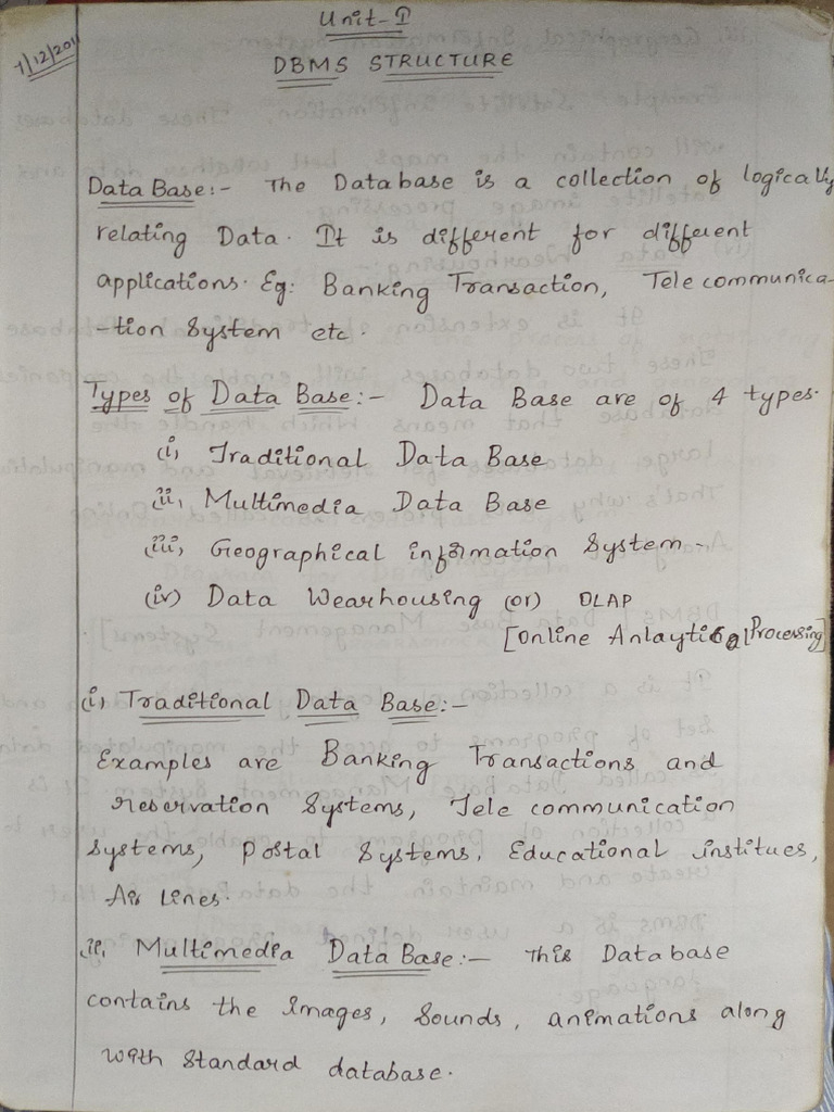 Dbms Hand Written Notes | PDF
