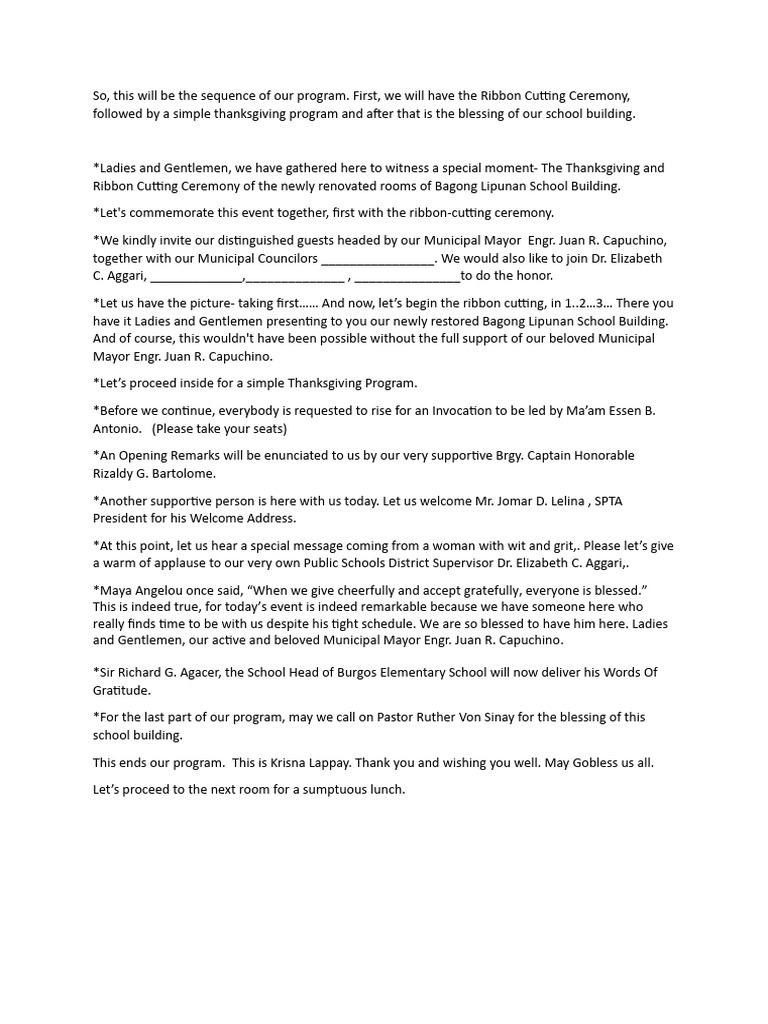 Ribbon Cutting Ceremony Program Guide | PDF