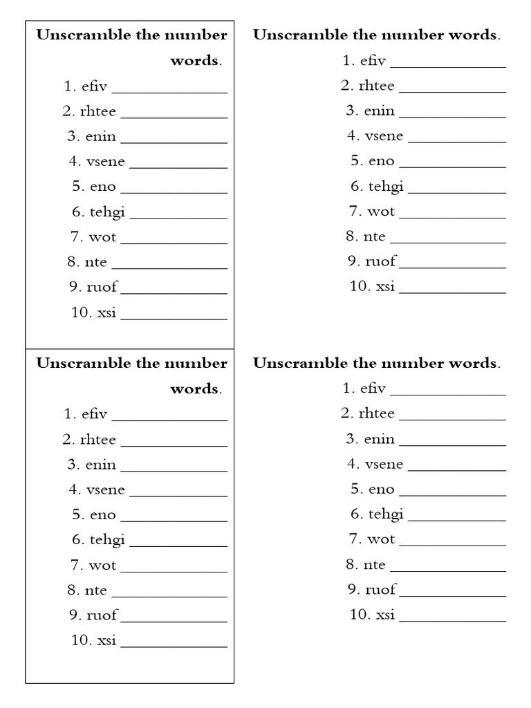 4 Numbers Unscramble | PDF
