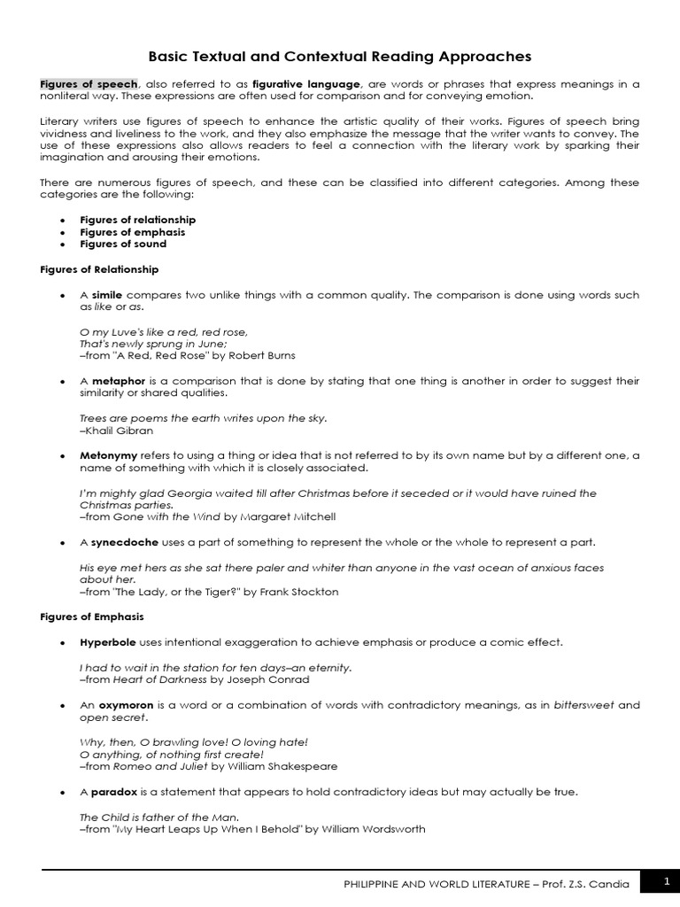 21stPWLiterature Basic Textual and Contextual Reading Approach | PDF