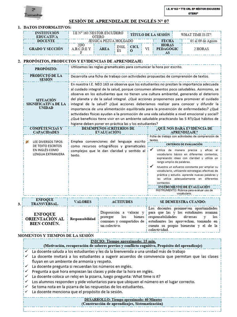 Sesion7 2dotrim Thetime | PDF | Evaluación | Aprendizaje