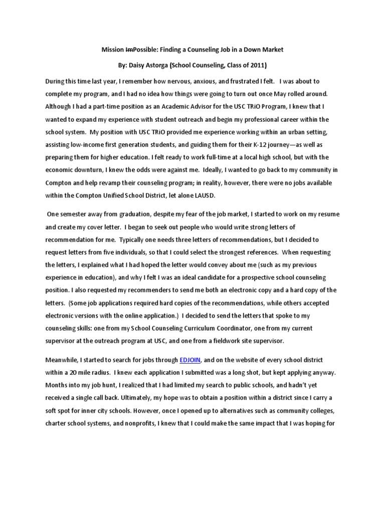 USC Blog Daisy Astorga 12-15-11 | PDF | School Counselor | Labour