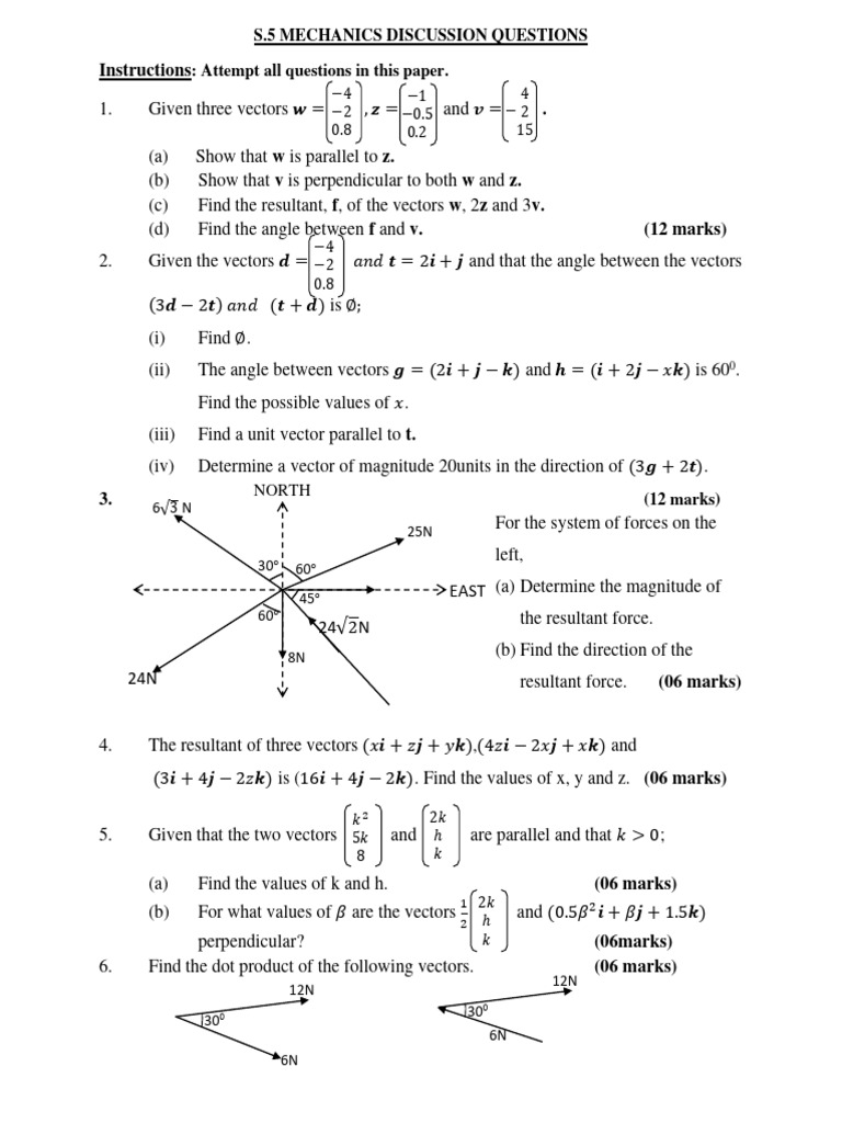 S - 5 Math Mechanics Holiday | PDF | Euclidean Vector | Motion (Physics)