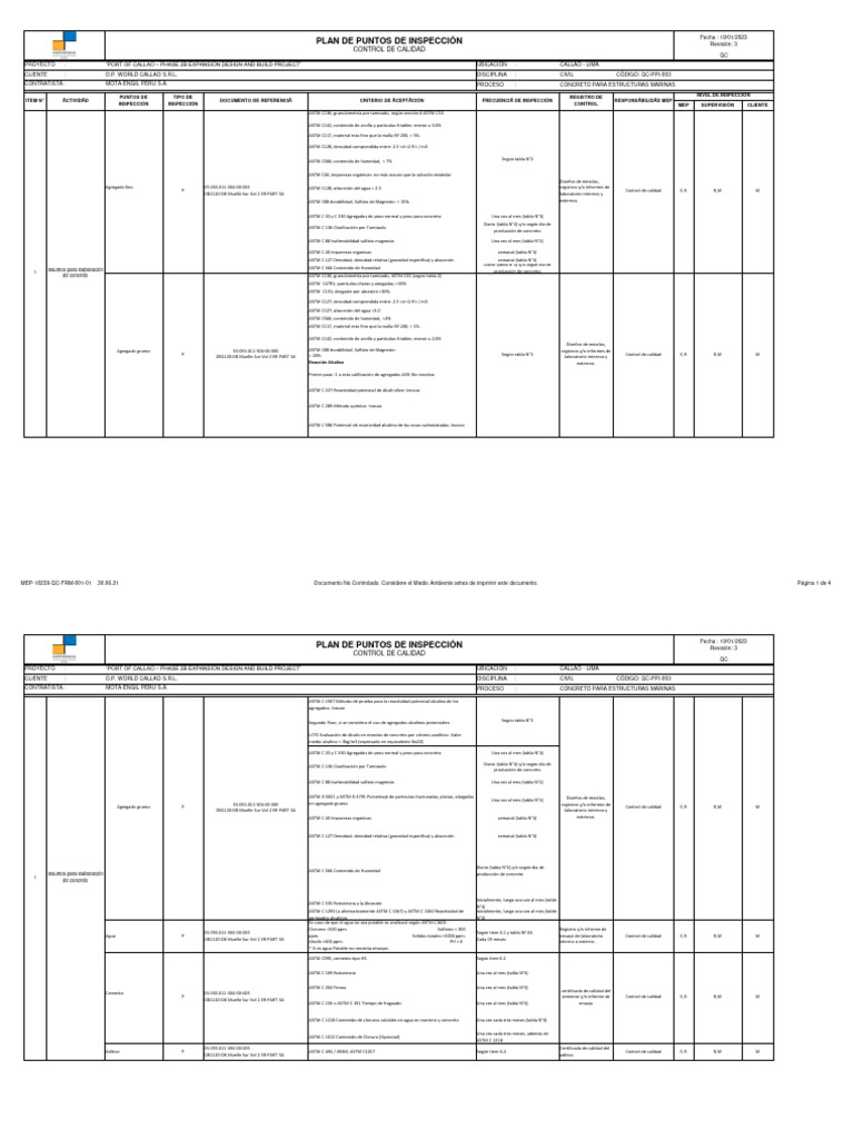 QC PPI 003 - Ver4 | PDF | Hormigón | Ingeniería
