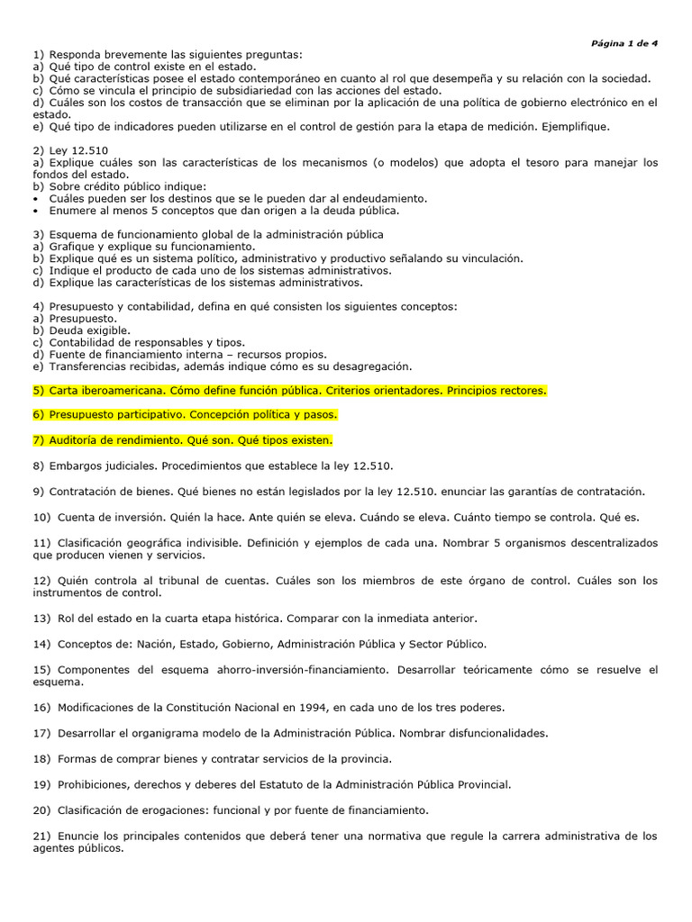 Preguntas de Exámenes - Admin Publica | PDF | Presupuesto | Estado (política)