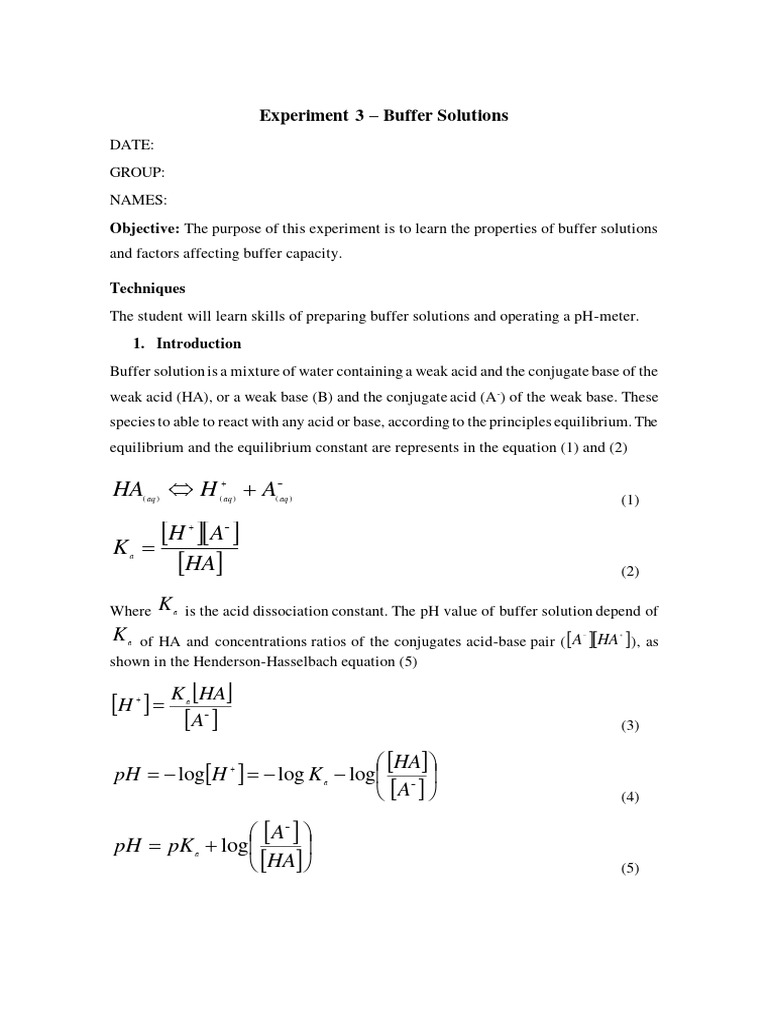 Exp 3-Buffer Solutions Protocol - V2 | PDF | Ph | Buffer Solution