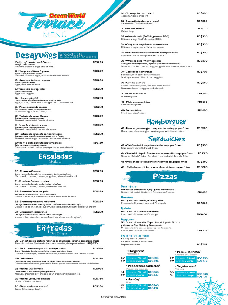 Menú Completo de Desayunos y Comidas | PDF | Tocino | Alimentos