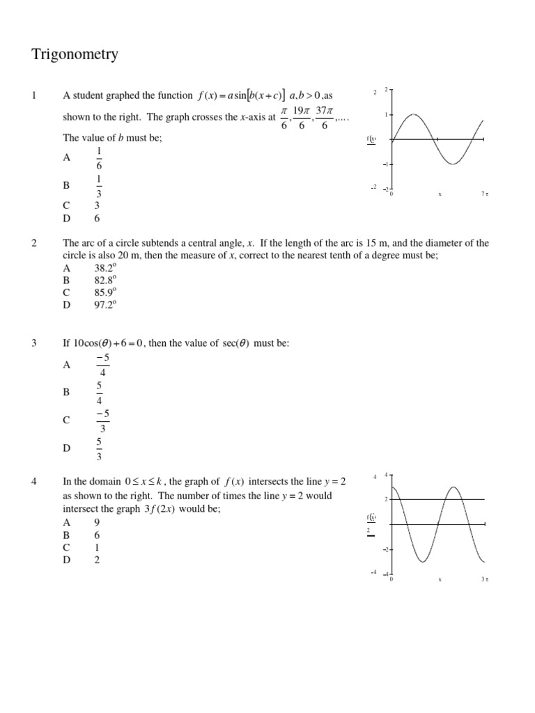 Trigonometry Review Package Pdf Trigonometric Functions Equations