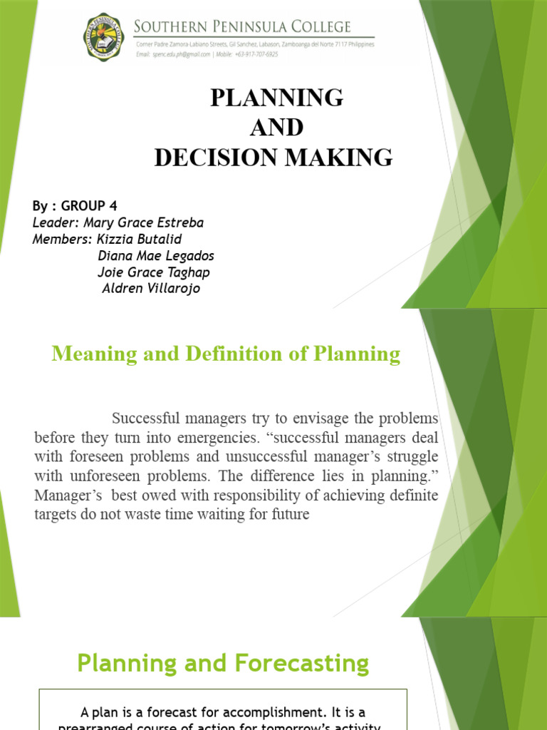 Planning and Decision Making by G4 | PDF | Decision Making | Cognitive Psychology