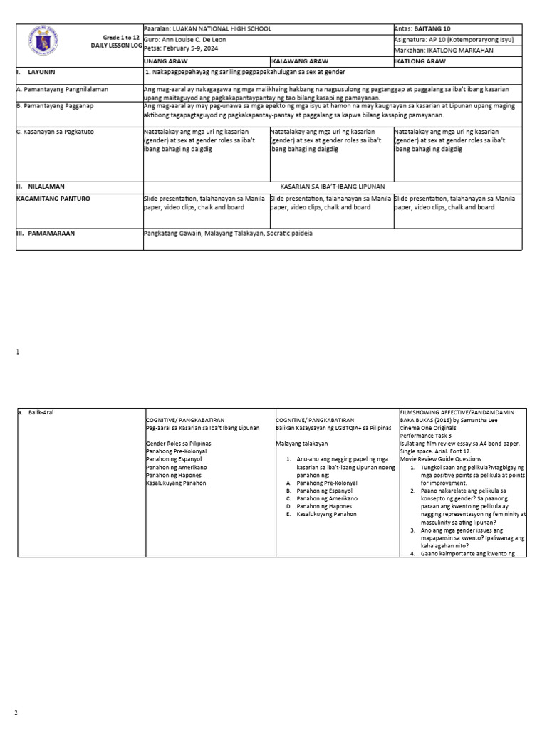 Q3 DLL Ap10 WK2 | PDF