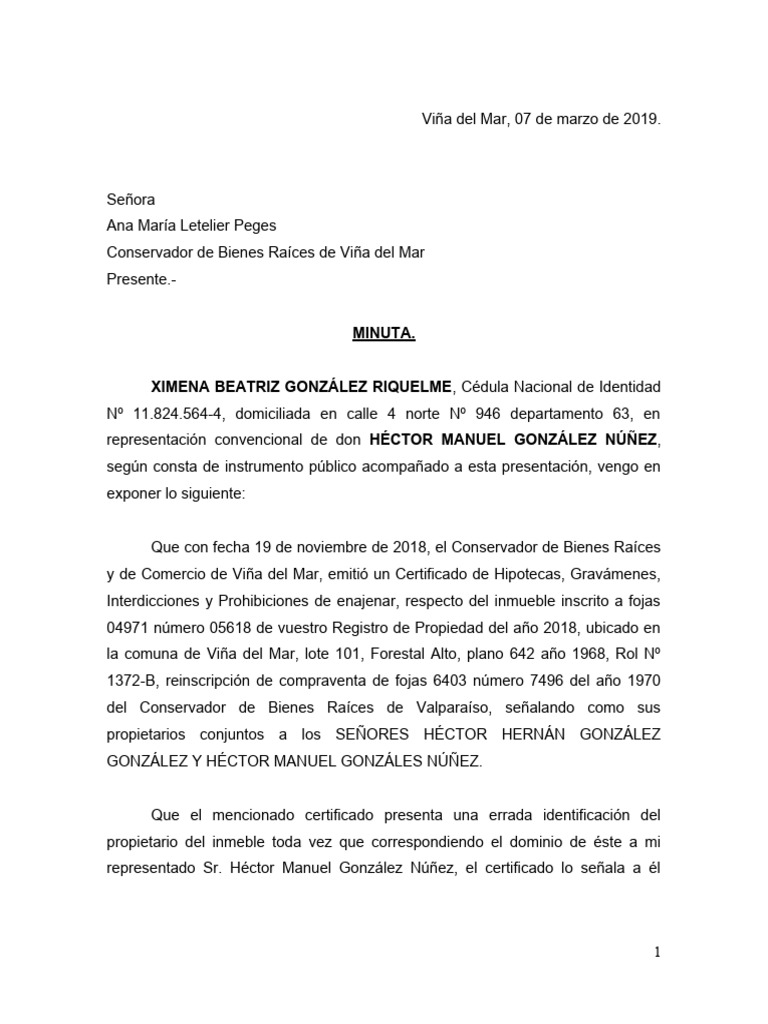 Minuta CBR | PDF | Propiedad | Ley común