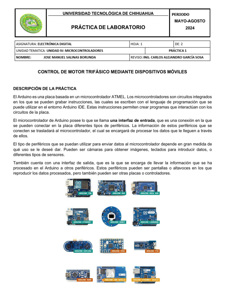 Formato de Práctica 3ra | PDF | Arduino | Periférico
