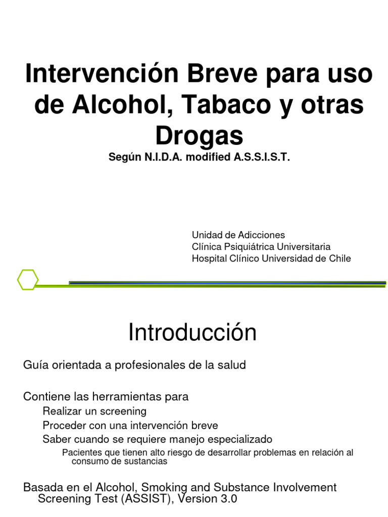 Intervención Breve en Consumo de Sustancias | PDF | La dependencia de ...