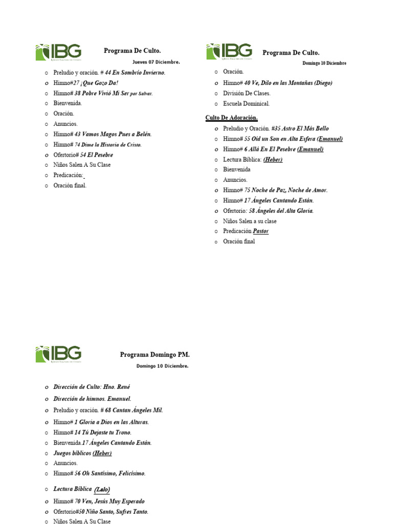 Programa-De-Culto-2023- | PDF | Oración