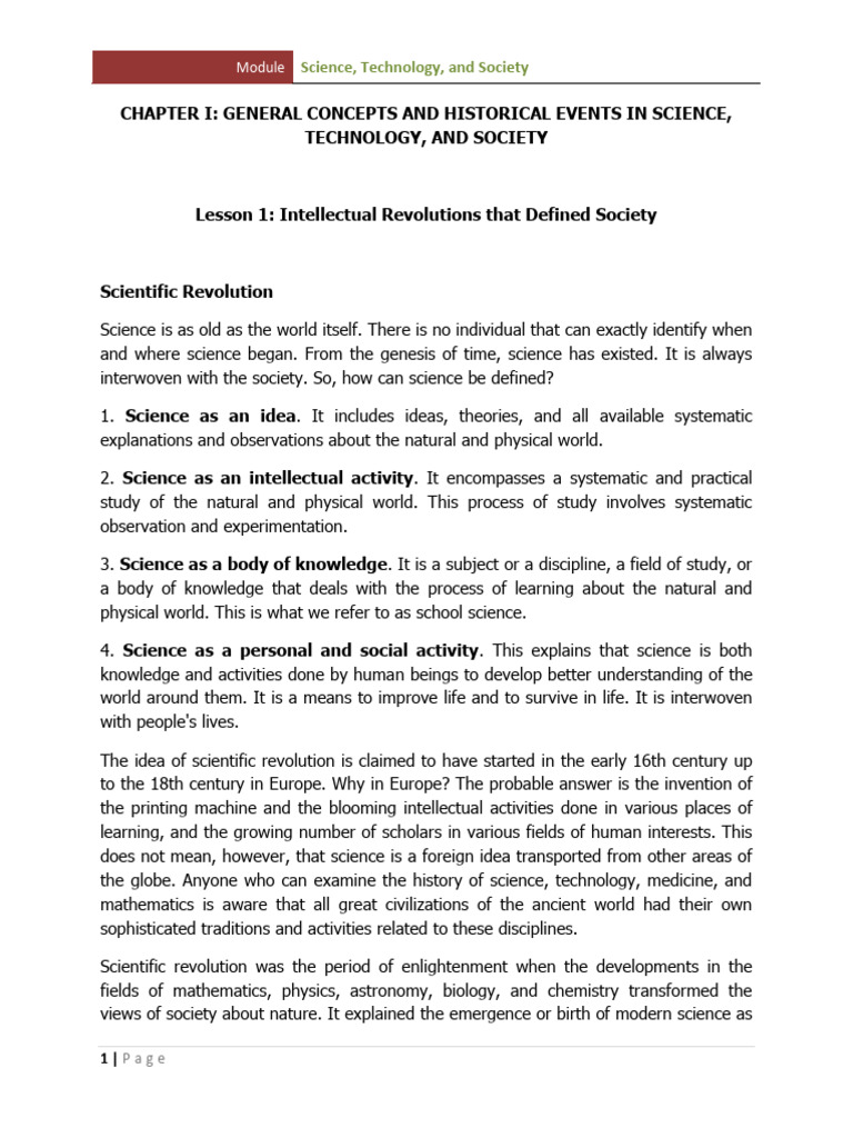Module Science and Technology in Society | PDF | Science | Science ...