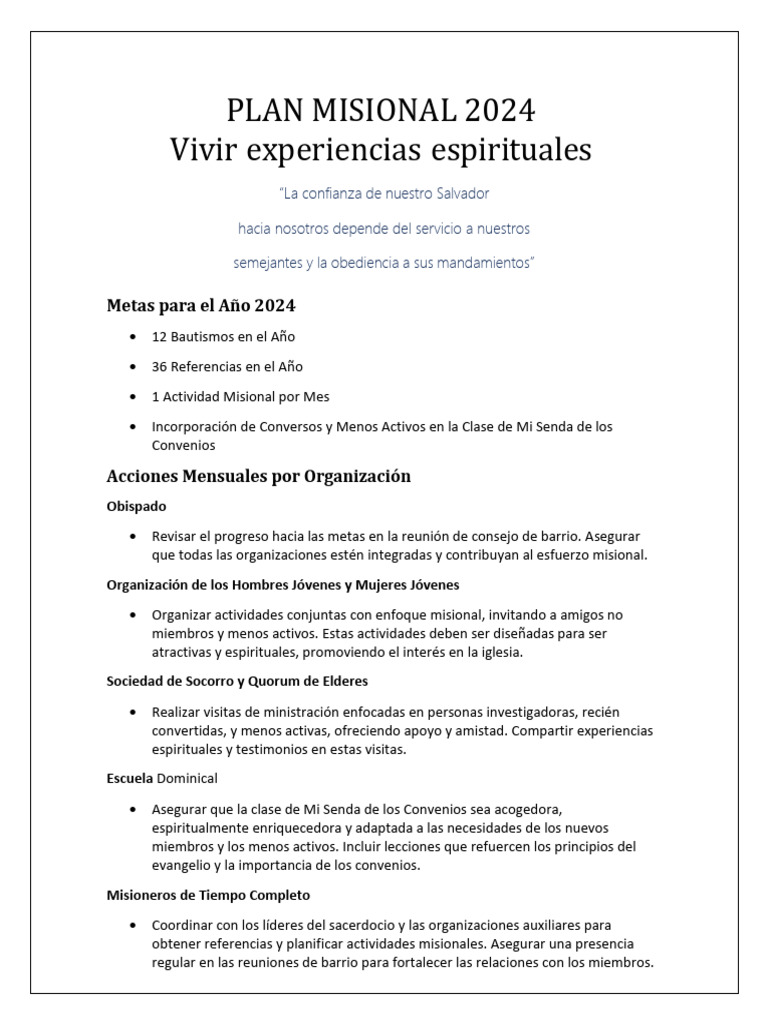 Plan Misional 2024: Metas y Acciones | PDF