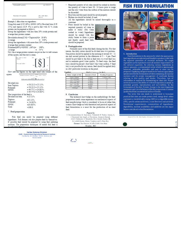 Fish Feed Formulation by CSIR | PDF | Flour | Foods