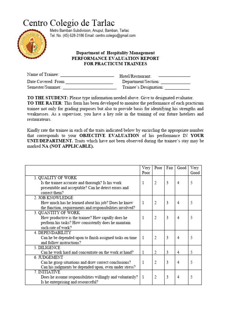 CCDT Ojt Performace Eval | PDF | Performance Appraisal | Social Psychology