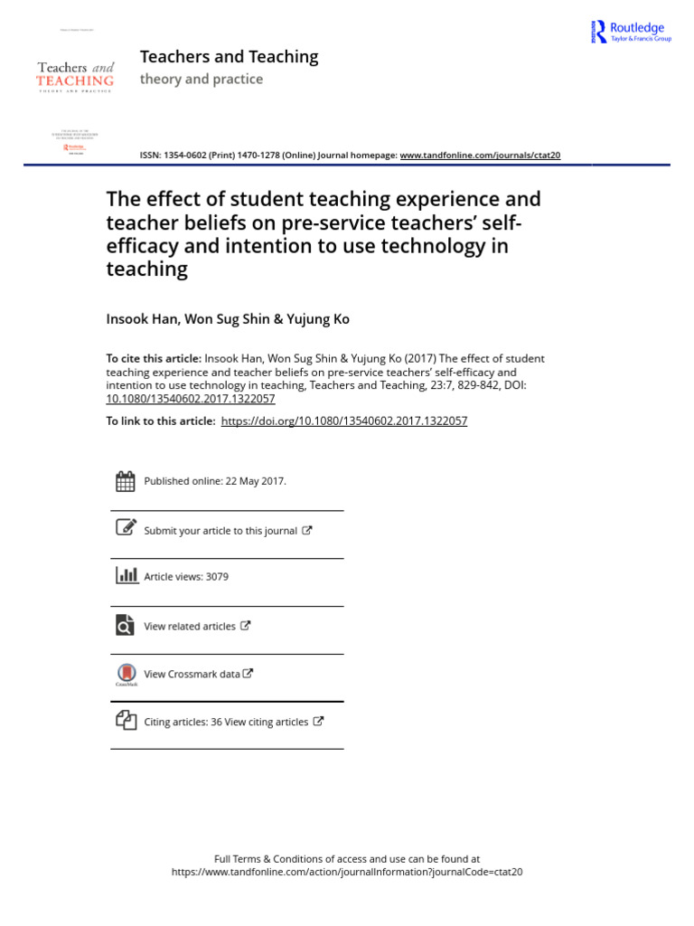 The Effect of Student Teaching Experience and Teacher Beliefs On Pre ...