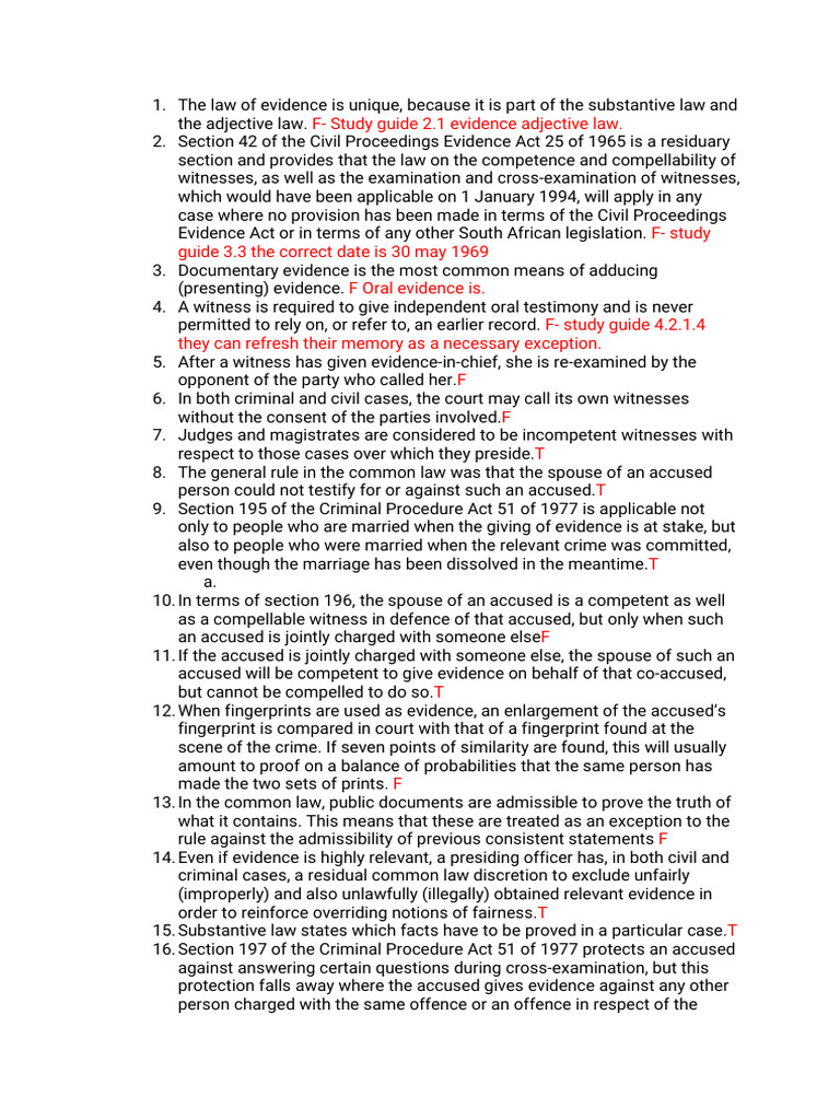 Evidence MCQ Practice | PDF