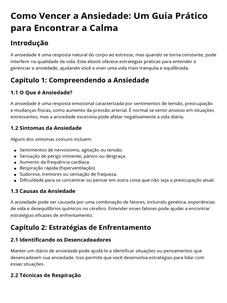 Um Guia Prático para Encontrar A Calma | PDF | Ansiedade | Ciências comportamentais