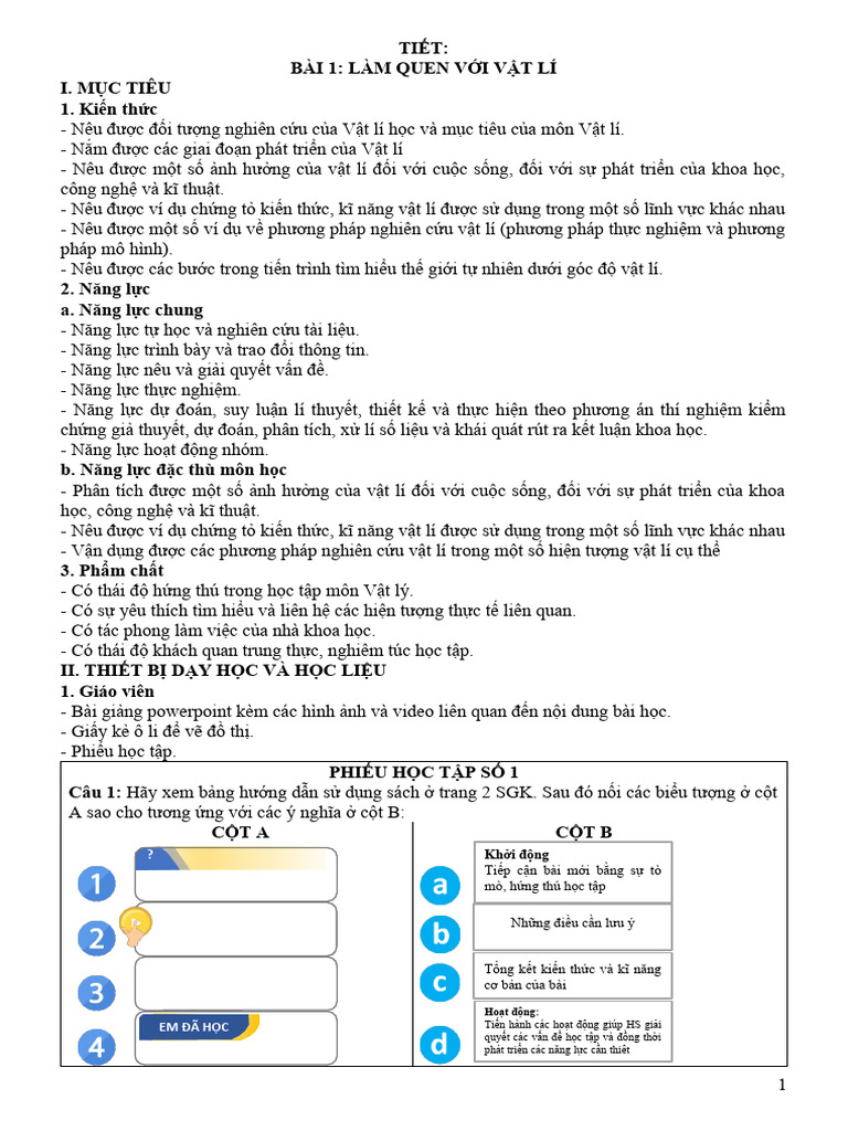Bai 1. Lam Quen Voi Vat Li | PDF