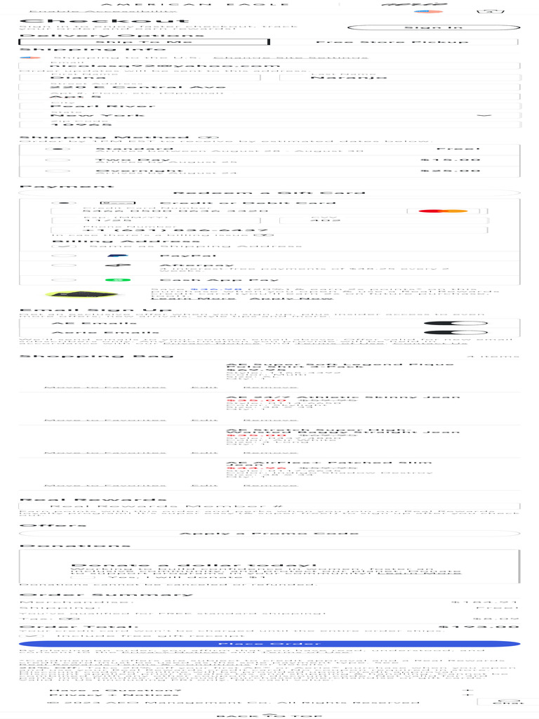 Checkout American Eagle & Aeri | PDF | Coupon | Credit Card