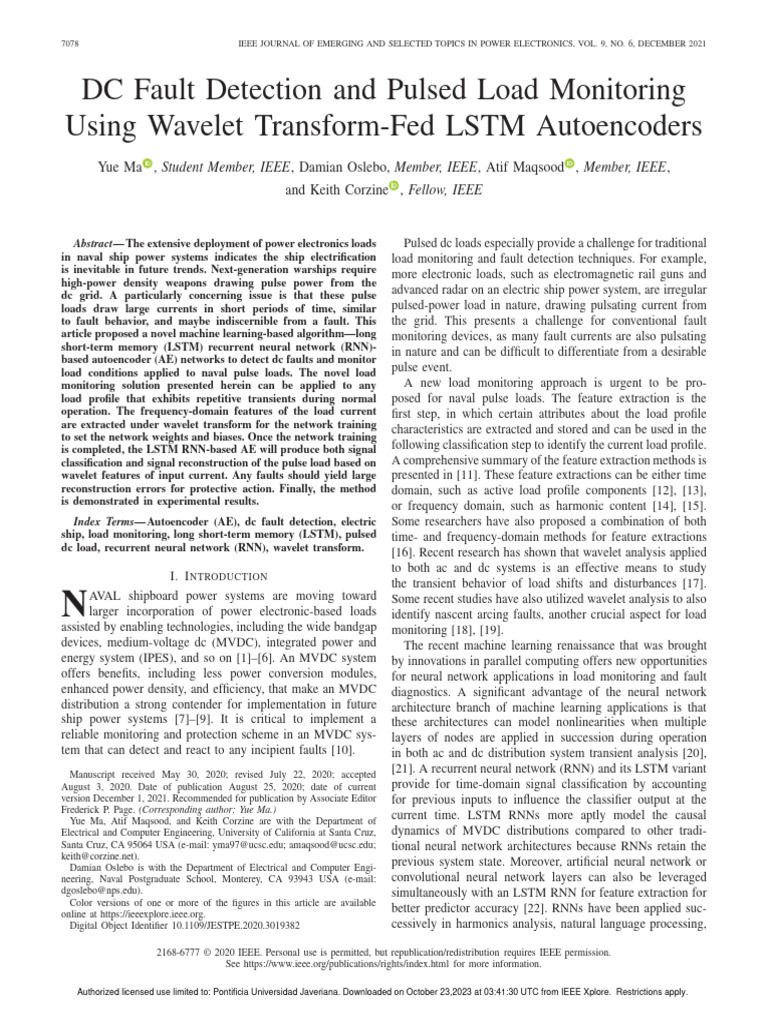 DC Fault Detection in Naval Power Systems | PDF | Wavelet | Artificial ...