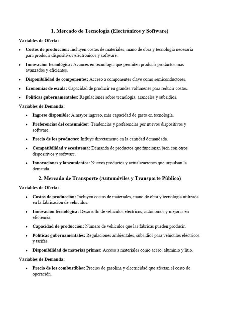 Tipos De Mercado Pdf Transporte Vehículo Eléctrico 8357