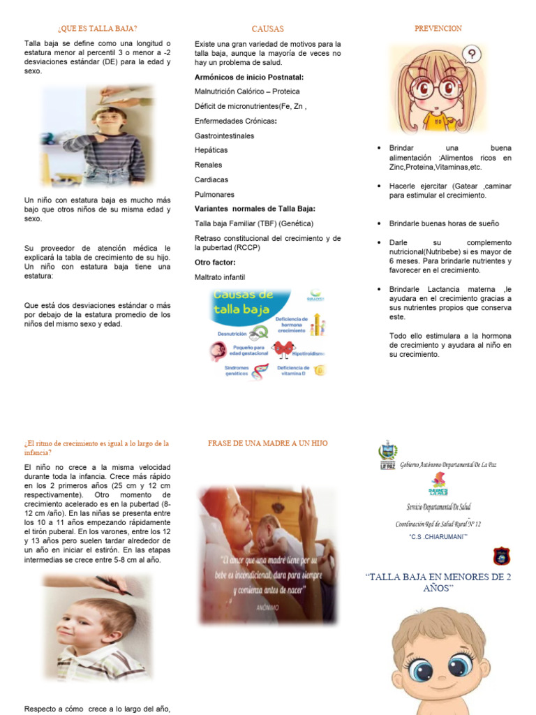 Triptico Talla Baja | PDF | Pubertad | Especialidades Medicas