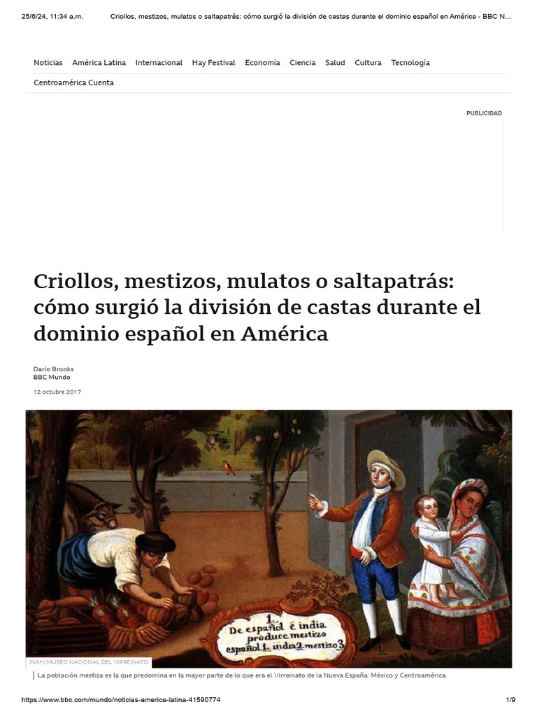 Criollos, Mestizos, Mulatos o Saltapatrás - Cómo Surgió La División de Castas Durante El Dominio ...
