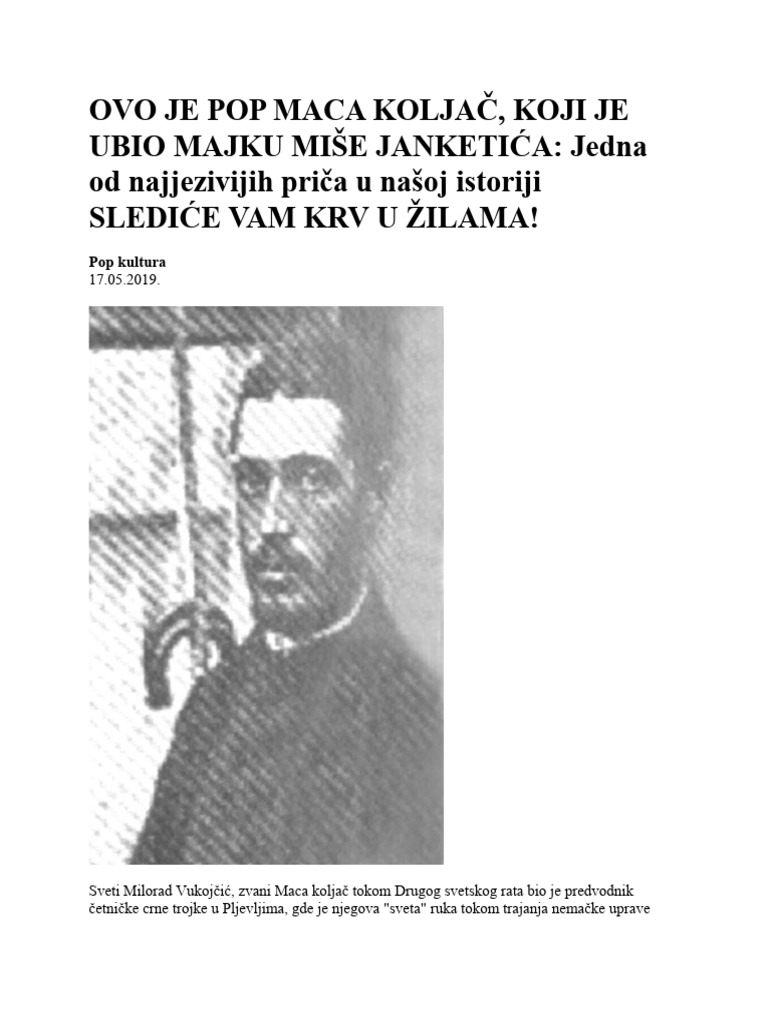 Ko Je Ubio Majku Mise Janketica | PDF