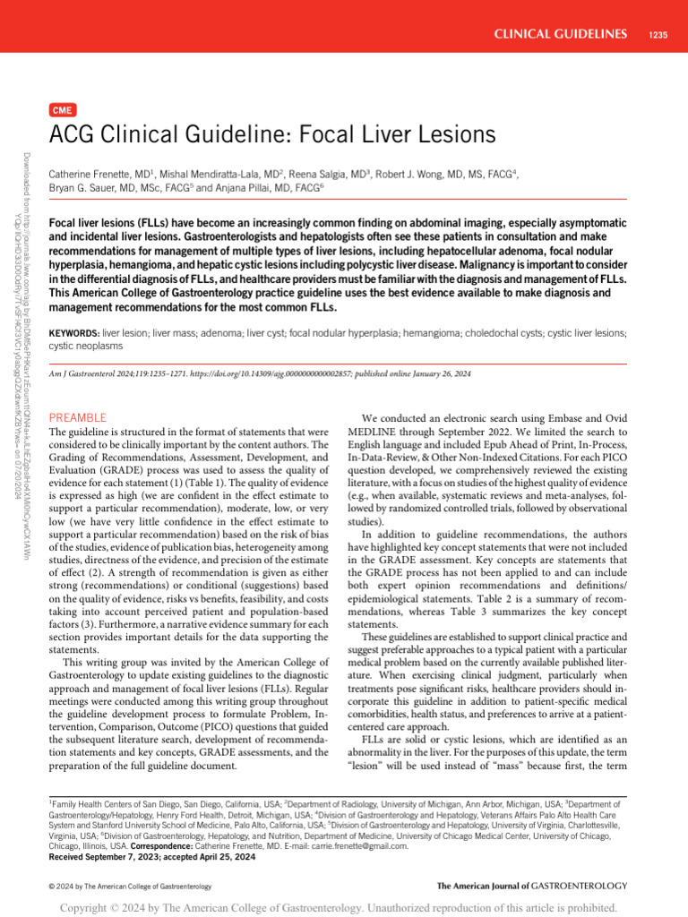 acg_clinical_guideline__focal_liver_lesions.13 | PDF | Evidence Based ...
