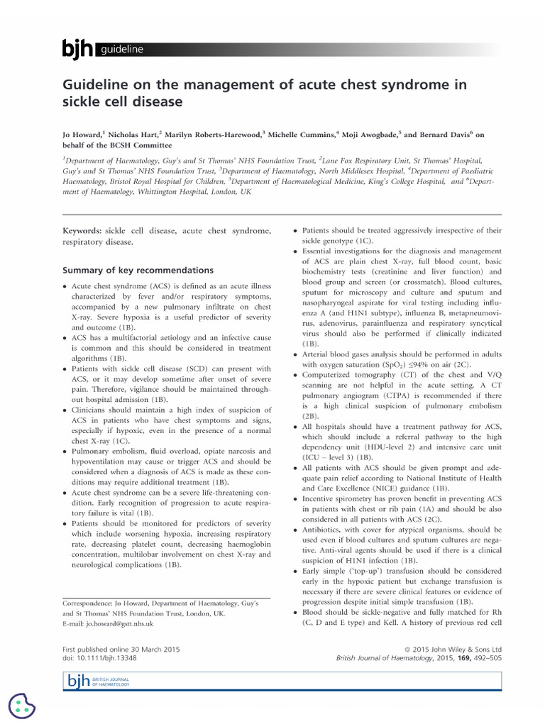 Guideline On The Management of Acute Chest Syndrome in Sickle Cell ...