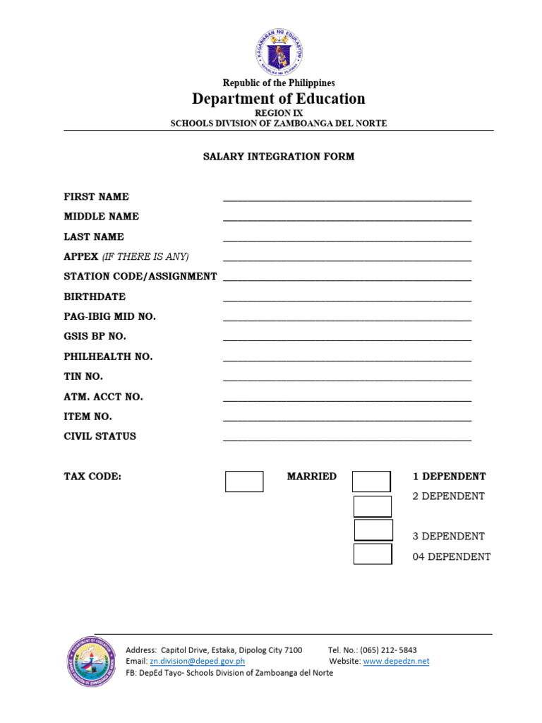 Salary Integration Form | PDF | Career & Growth | Business