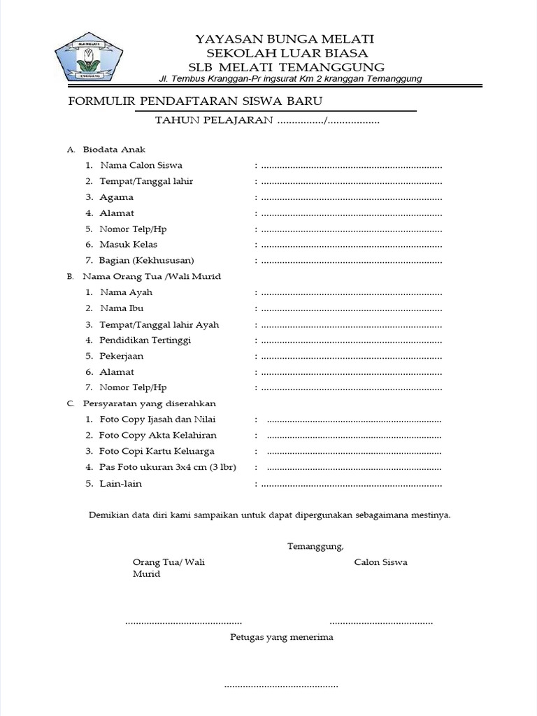 PDF Formulir Pendaftaran Siswa Baru - Compress | PDF PDF Formulir Pendaftaran Siswa Baru - Compress | PDF