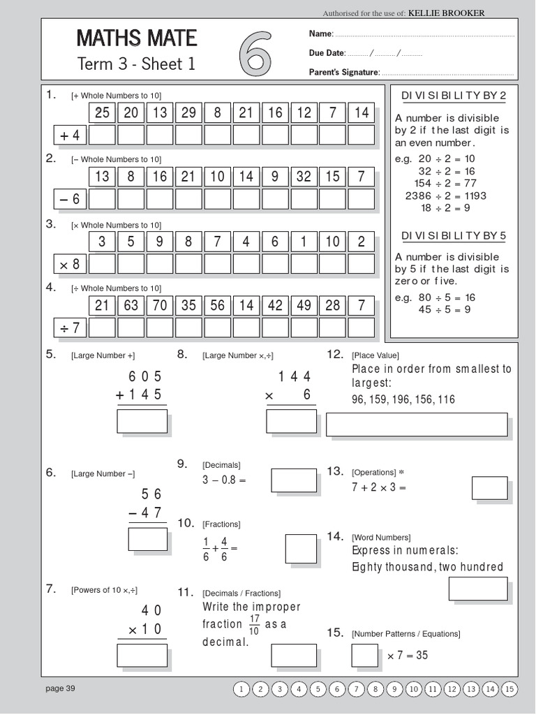 MathsMate 6 Student Pad HOMEWORK | PDF | Decimal | Numbers