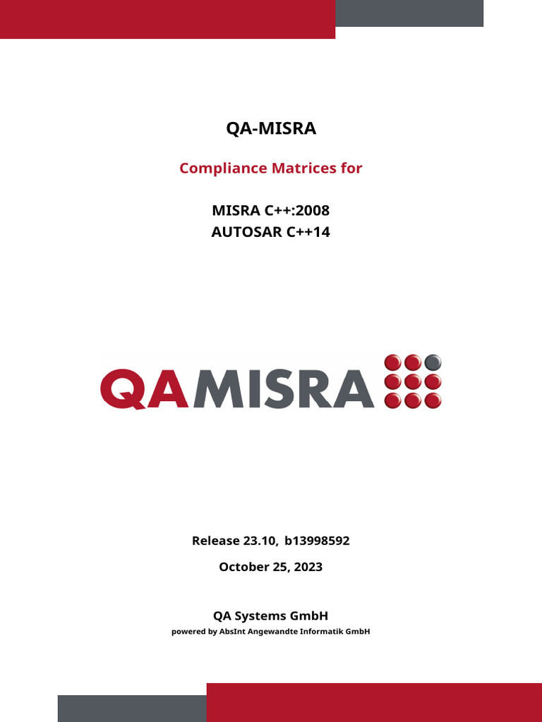 Qa Misra Compliance - Misra Cppautosar | PDF | Constructor (Object ...