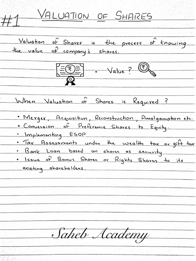Valuation of Shares - Saheb Academy | PDF