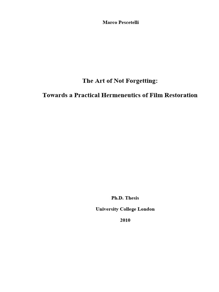 The Art of Not Forgetting | PDF | Methodology | Silent Film