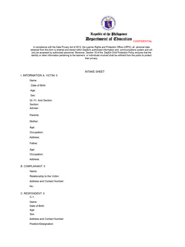 D. Enclosure No.12 - Annex B Intake Sheet Forms Per DO 40, S. 2012.pdf2 ...